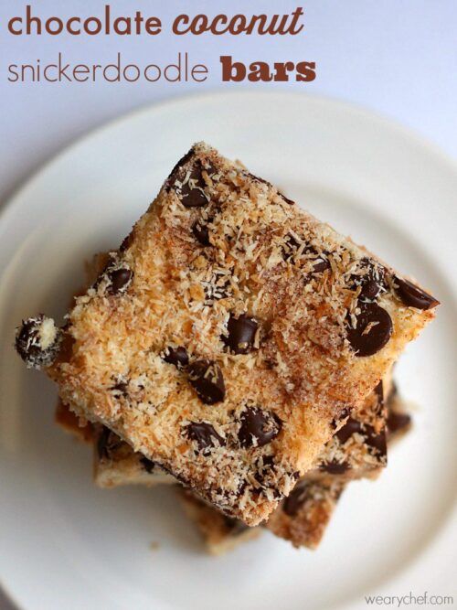 Coconut Chocolate Snickerdoodle Bars - The Weary Chef
