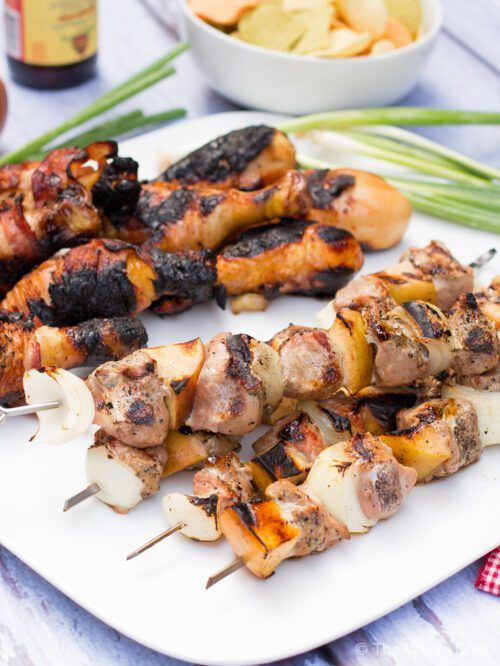 Mesquite Grilled Pork and Apple Kebabs - The Weary Chef
