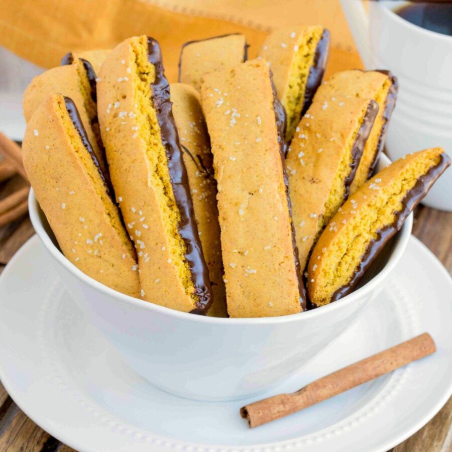 Chocolate Dipped Pumpkin Biscotti Recipe - The Weary Chef
